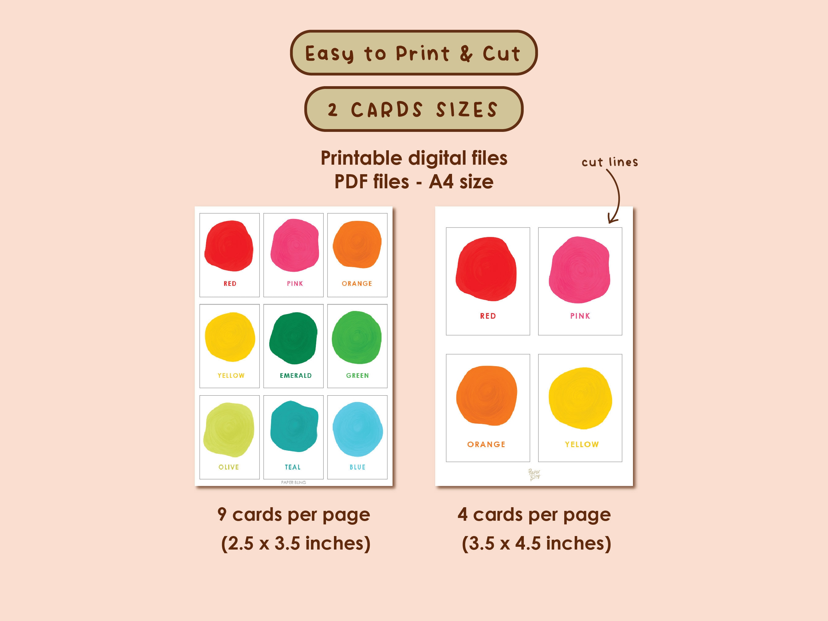 Color Flash Cards Montessori Materials Learn Colors Flashcards ...