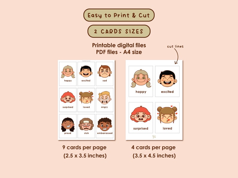 Feelings Flash Cards Emotional Flashcards Montessori Materials ...