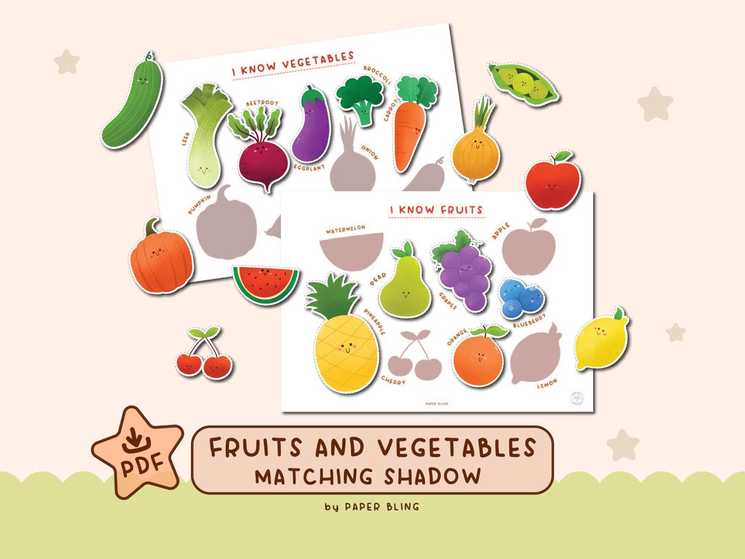 Fruits and Vegetables Matching Activity Printable Montessori Activity ...