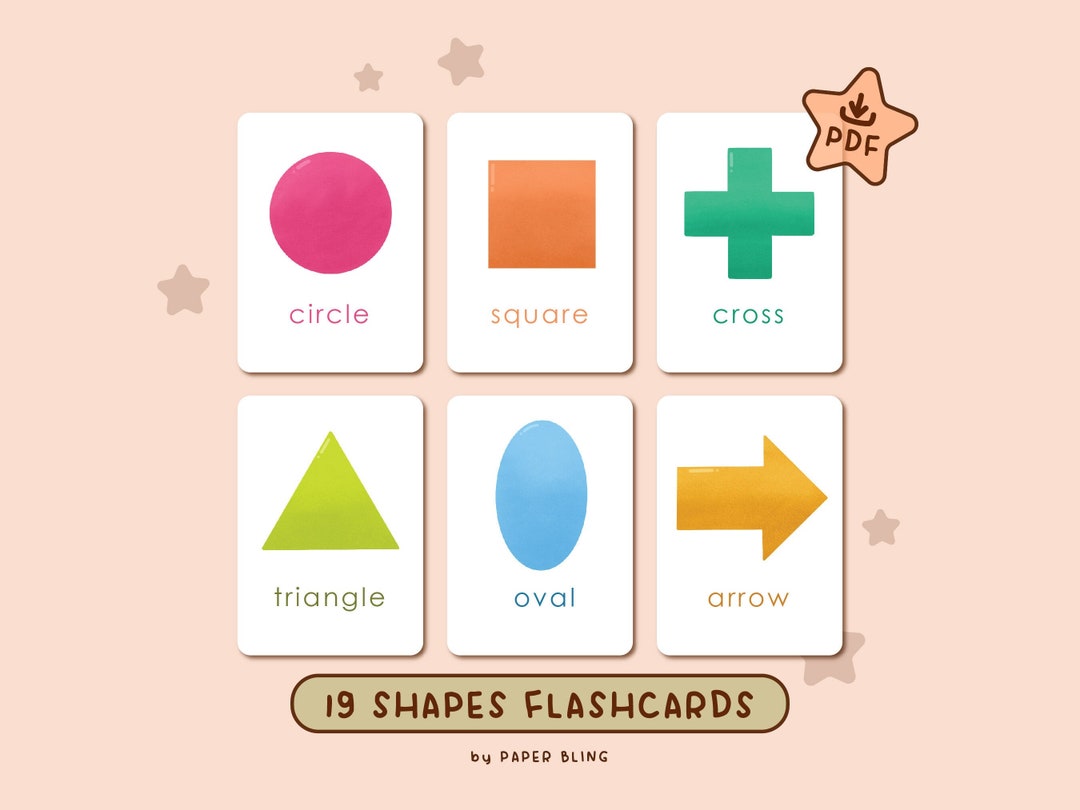Shapes Flashcards Montessori Flash Cards Shapes Homeschool Basic Shapes ...
