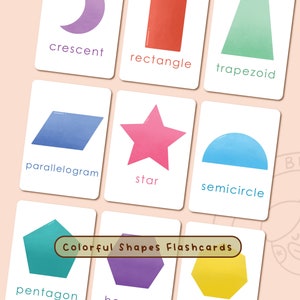 Shapes Flashcards Montessori Flash Cards Shapes Homeschool Basic Shapes ...