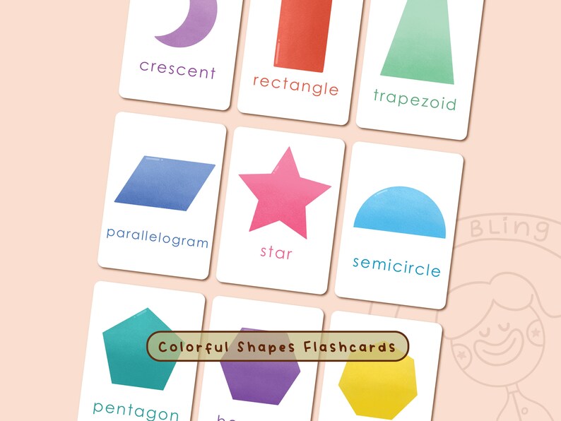 Shapes Flashcards Montessori Flash Cards Shapes Homeschool Basic Shapes ...