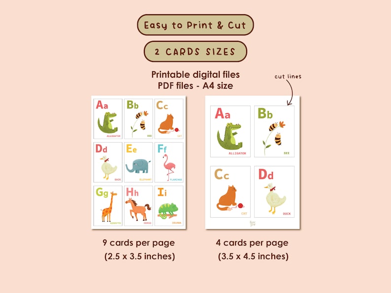 Animal Alphabet Flashcards: Montessori ABC Printable (digital Download ...