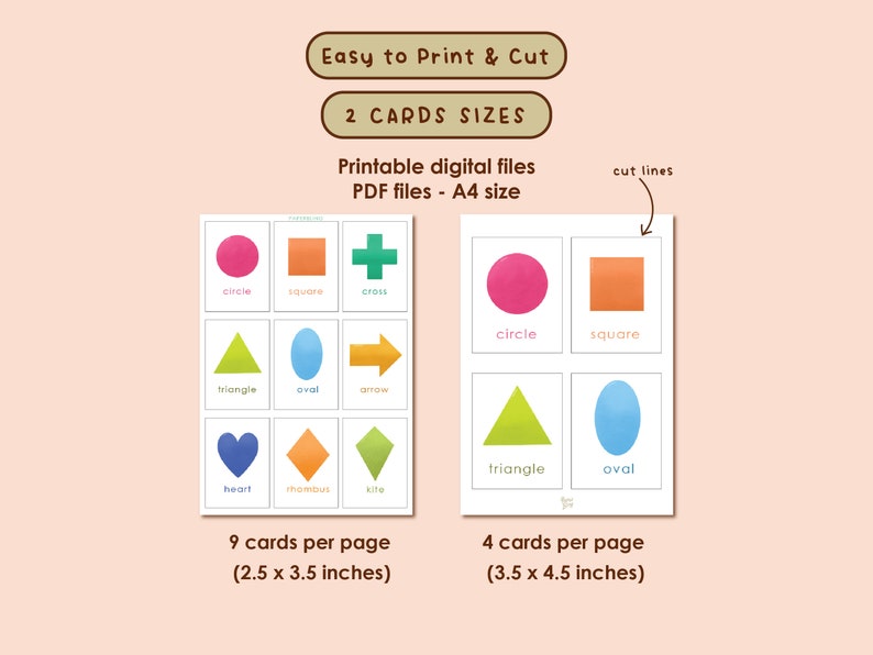 Shapes Flashcards Montessori Flash Cards Shapes Homeschool Basic Shapes ...