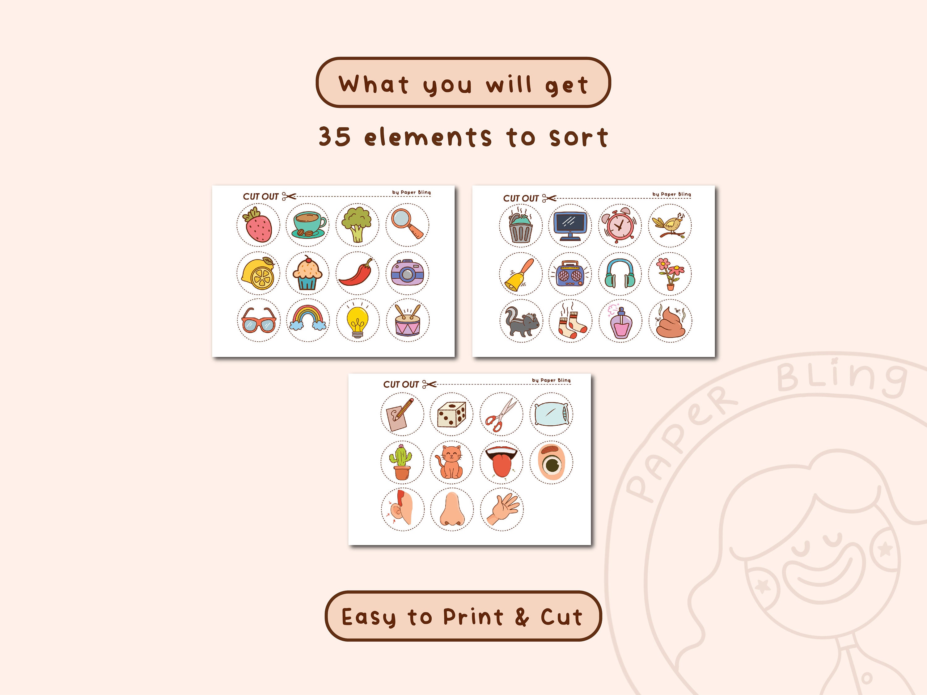 Five Senses Sorting Activity Printable 5 Senses Sorting Homeschool ...