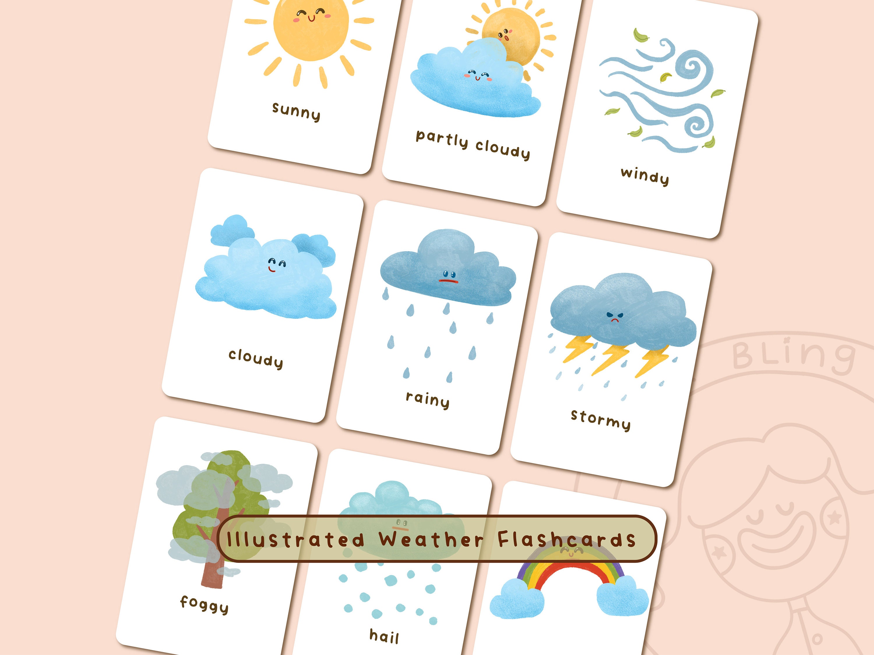 Weather Flash Cards Montessori Materials Learn Weather Flashcards ...