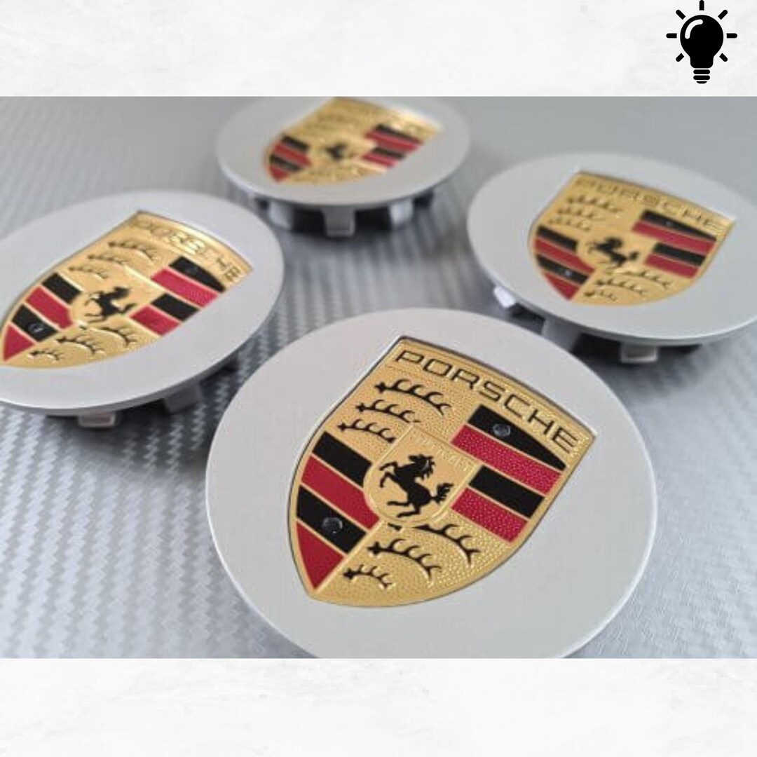 Set of 4pcs Porsche Crest Center Wheel Caps, 76mm Silver Wheel Center ...