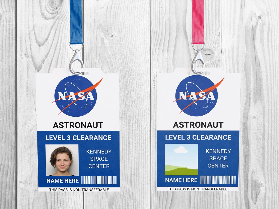 NASA Astronaut ID Badge Template , Name Badge, Space Astronaut Prop for ...
