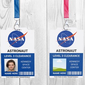 NASA Astronaut ID Badge Template , Name Badge, Space Astronaut Prop for ...