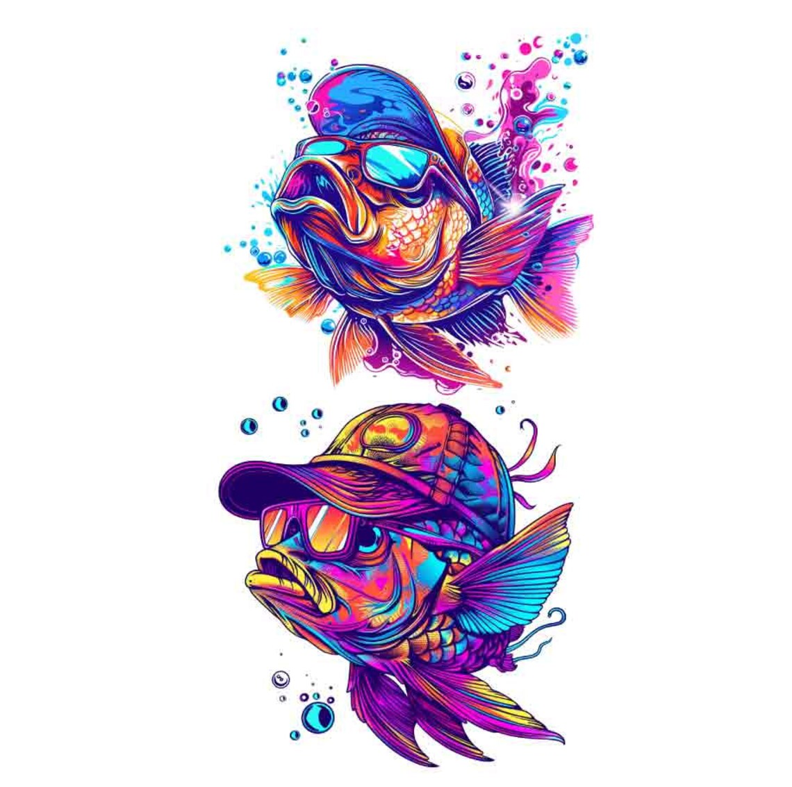 10 Colorful Bass Fish PNG, Funny Bass Fish, Watercolor Bass, Fish ...