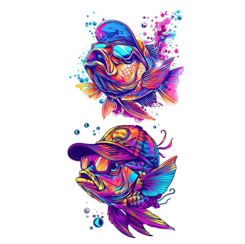 10 Colorful Bass Fish PNG, Funny Bass Fish, Watercolor Bass, Fish ...