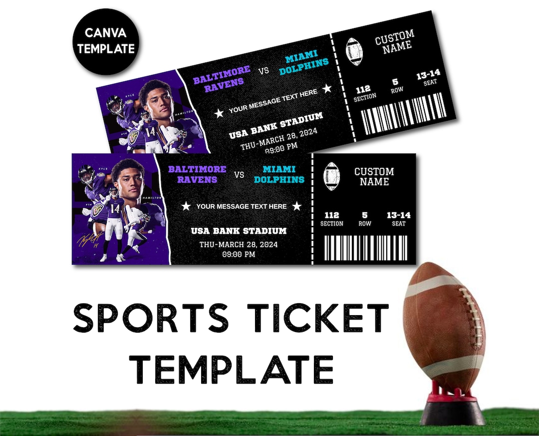 Sports Ticket Template, DIY Sporting Ticket, Custom Sports Ticket Gift ...