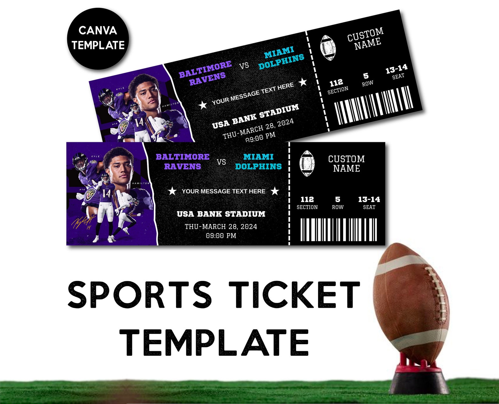Sports Ticket Template, DIY Sporting Ticket, Custom Sports Ticket Gift ...