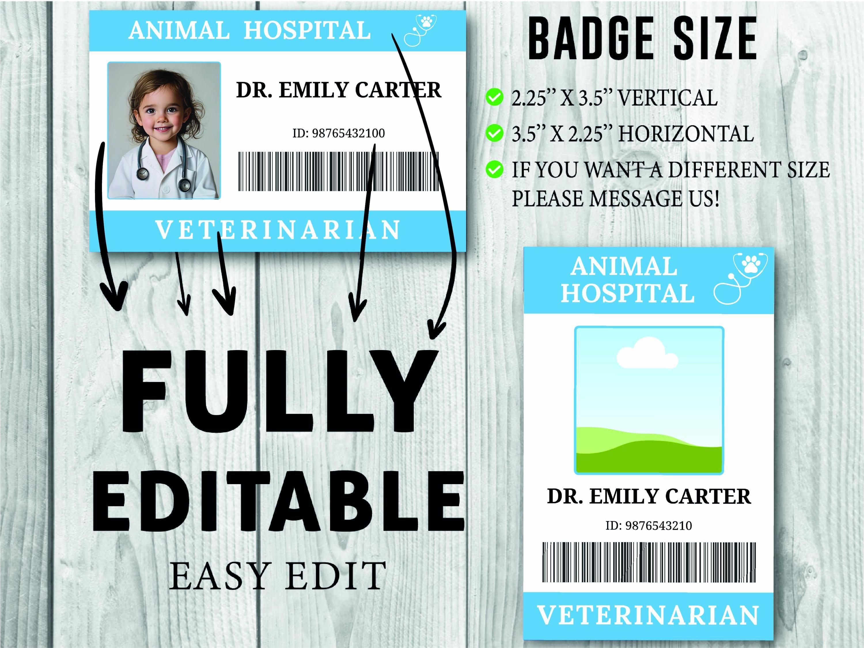Printable Doctor ID Name Badge,doctor Id Card Template, Custom Doctor ...