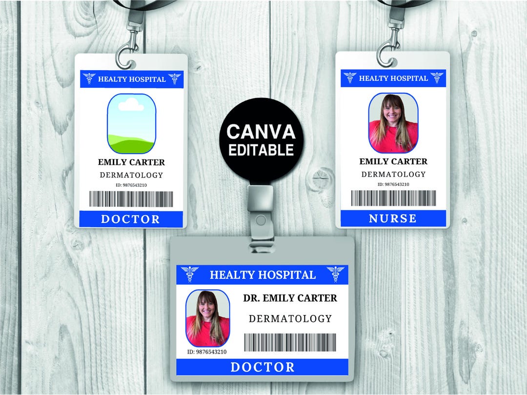 Doctor Id Card Template, Custom Doctor Nurse ID Badge ,printable Name ...