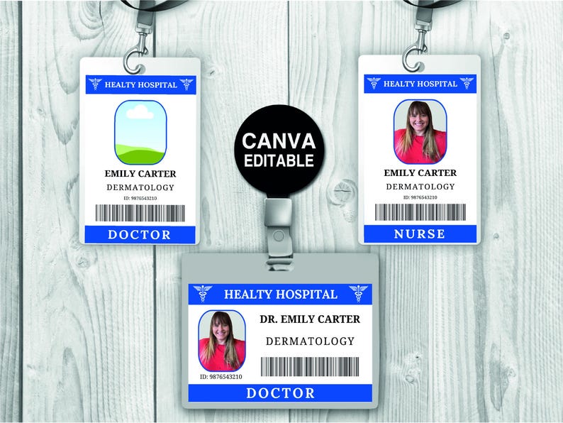 Doctor Id Card Template, Custom Doctor Nurse ID Badge ,printable Name ...
