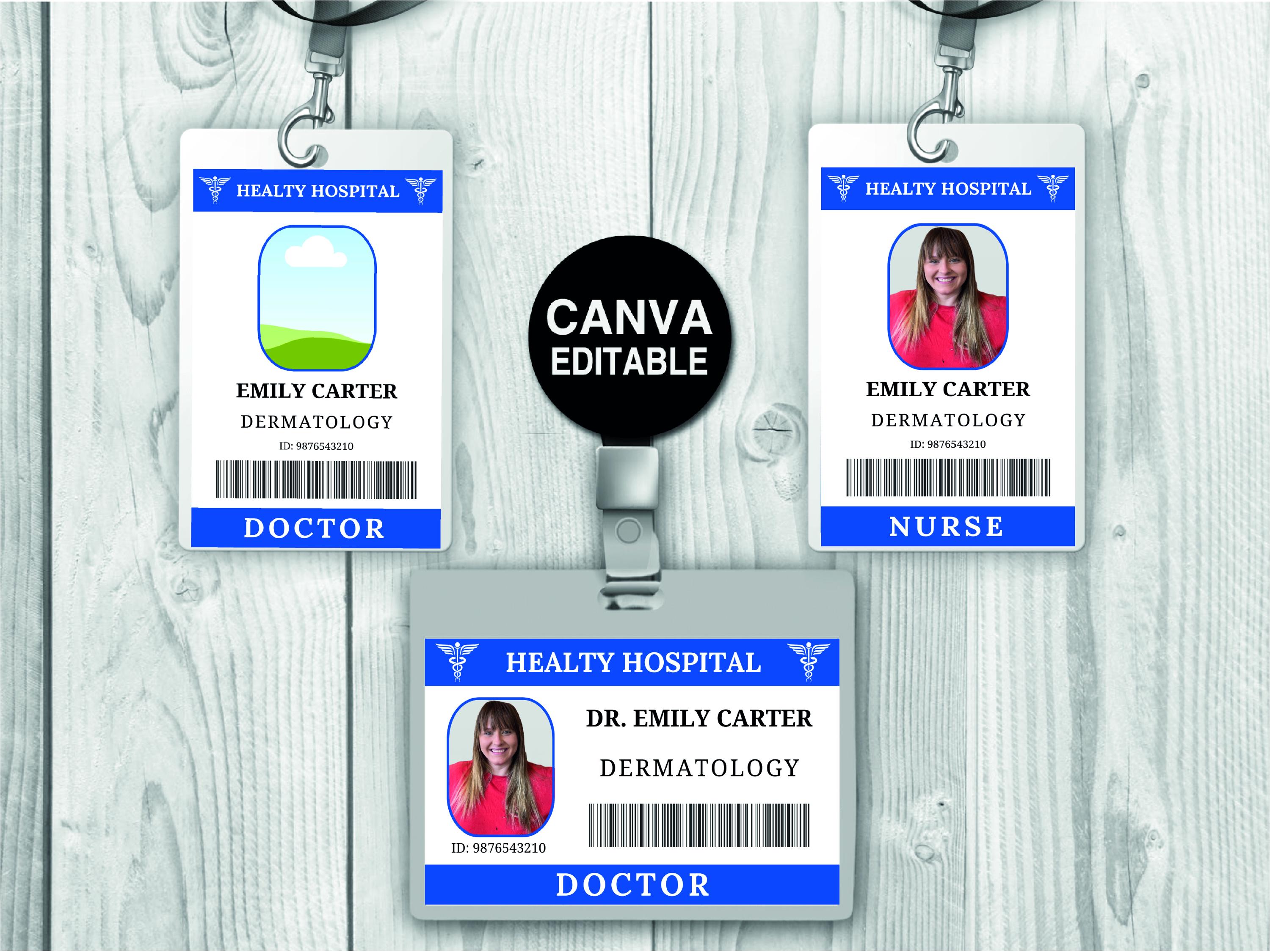 Doctor Id Card Template, Custom Doctor Nurse ID Badge ,printable Name ...