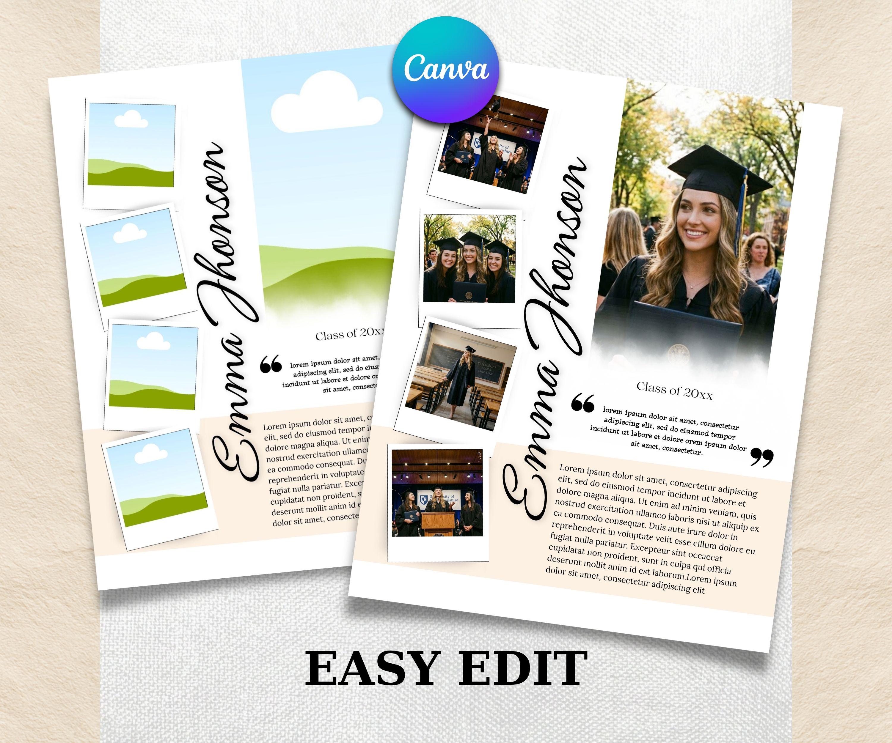 Yearbook Ad Canva Template | Full Page & Quarter Page Graduation ...