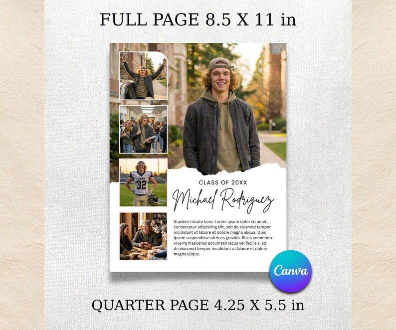 Yearbook Ad Canva Template | Full Page & Quarter Page Graduation ...