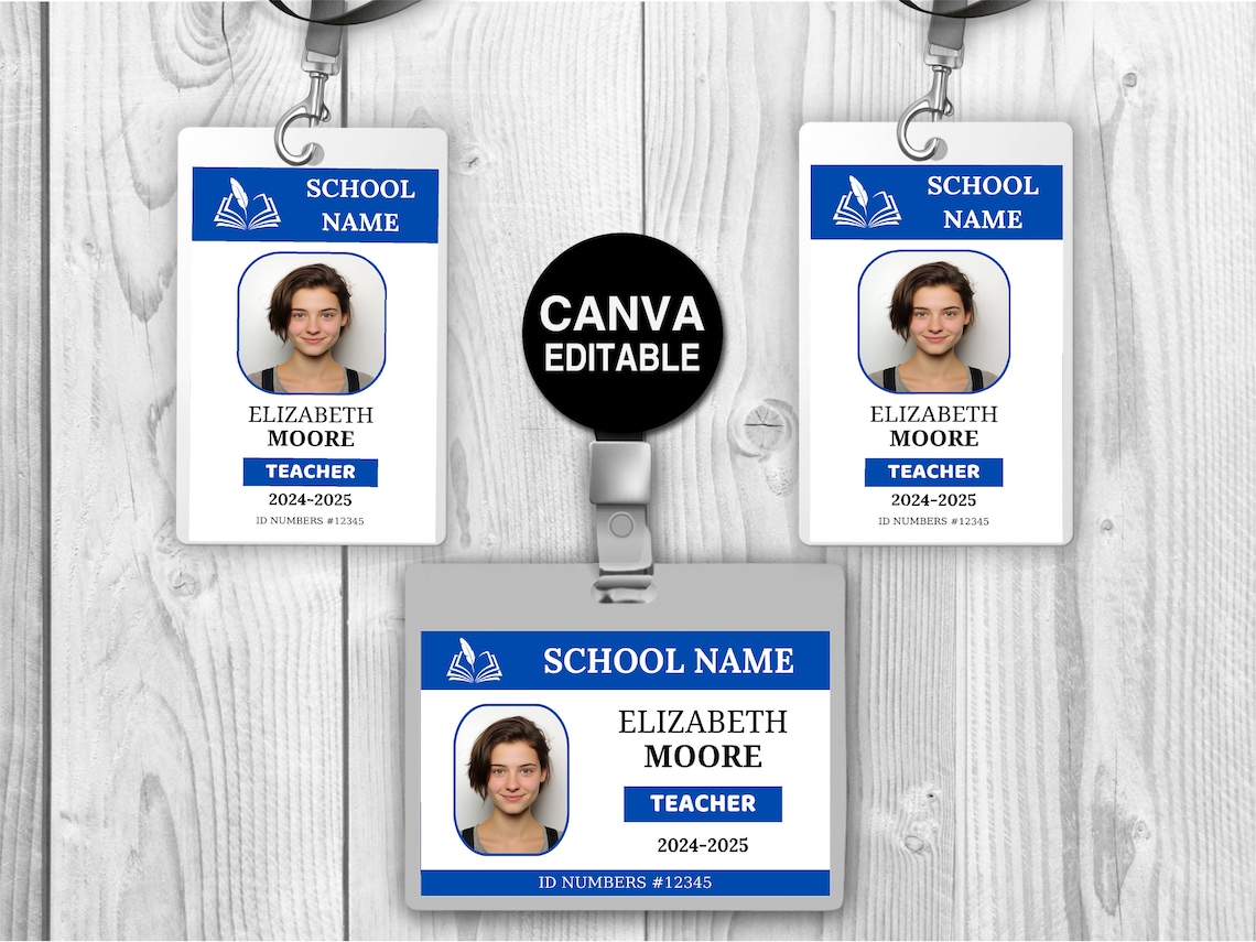 Teacher Id Card Template, Custom Teacher ID Badge ,printable Name Badge ...