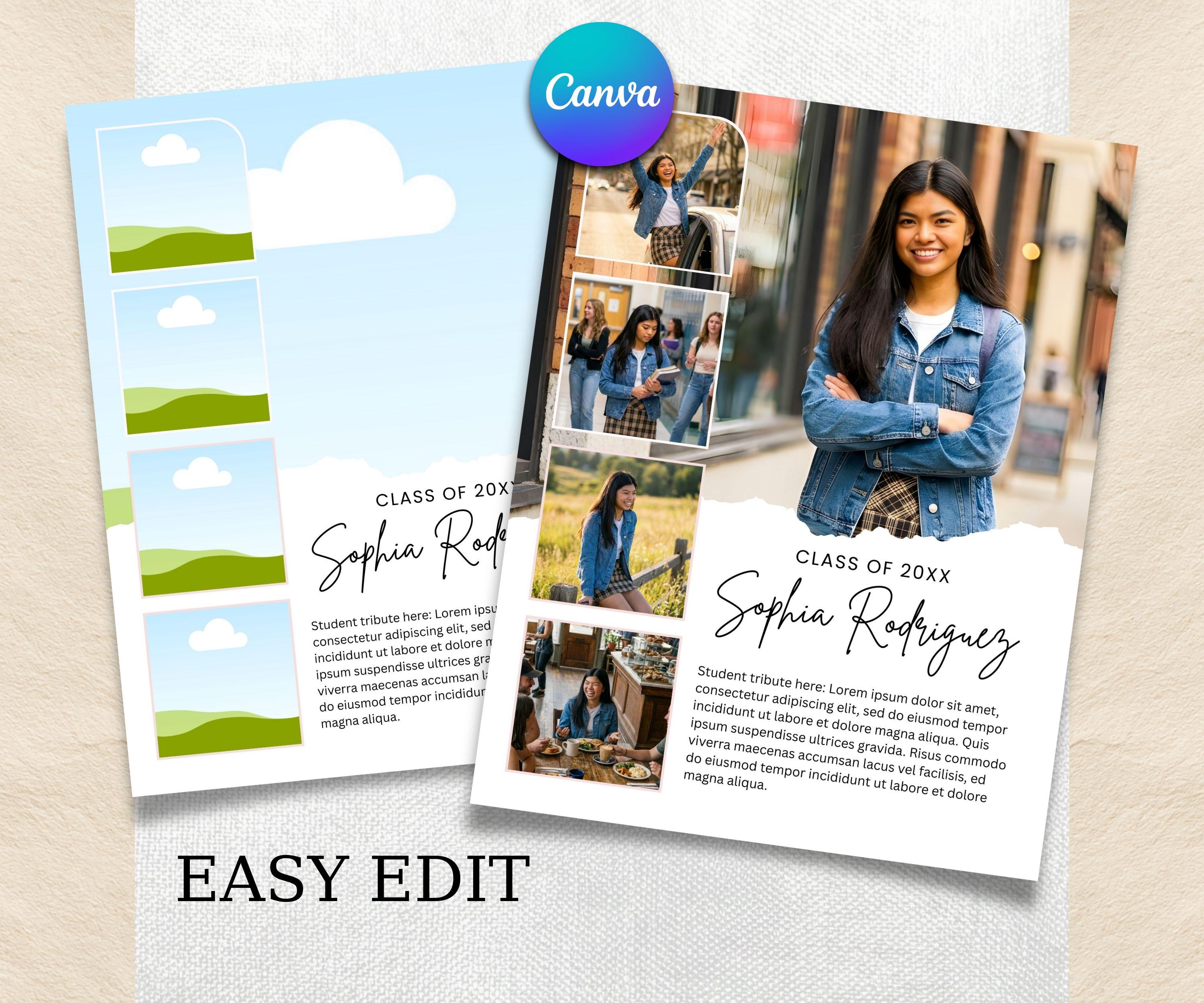 Yearbook Ad Canva Template | Full Page & Quarter Page Graduation ...