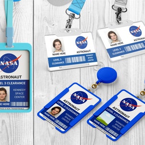 NASA Astronaut ID Badge Template , Name Badge, Space Astronaut Prop for ...