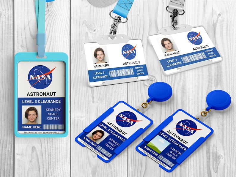 NASA Astronaut ID Badge Template , Name Badge, Space Astronaut Prop for ...