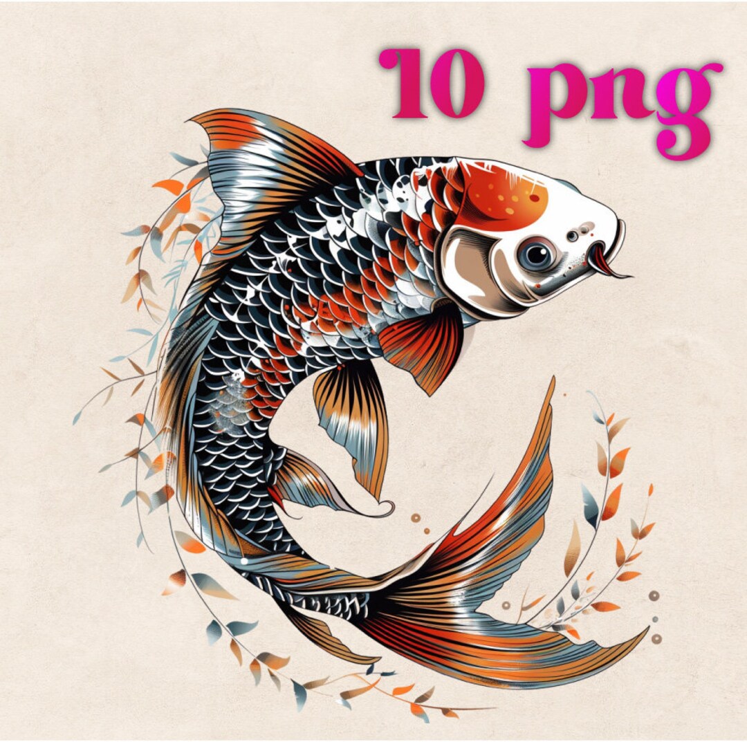 Koi Fish Bundle, Japanese Fish Png, Instant Digital Download, Free ...