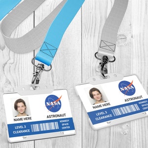 NASA Astronaut ID Badge Template , Name Badge, Space Astronaut Prop for ...