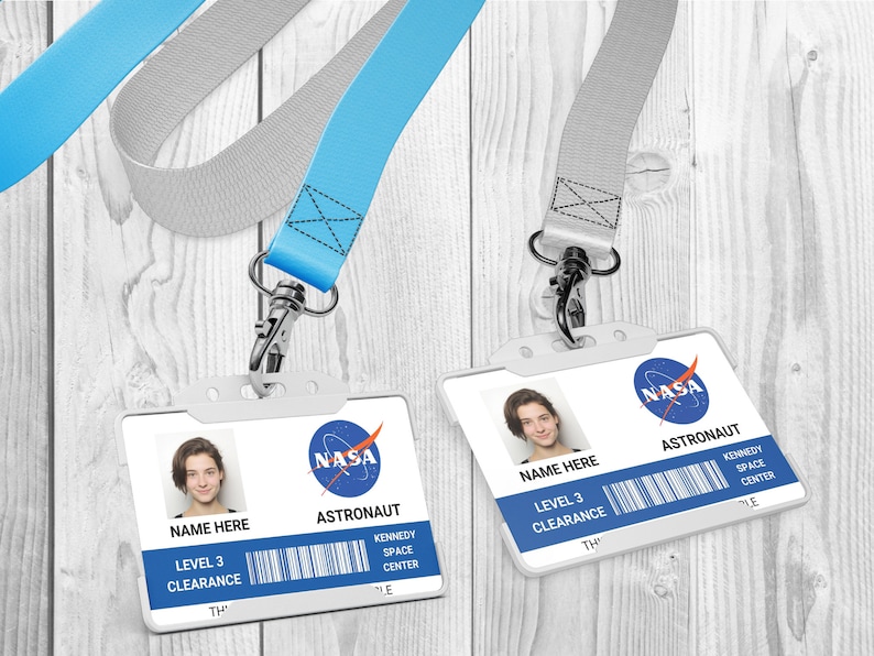 NASA Astronaut ID Badge Template , Name Badge, Space Astronaut Prop for ...