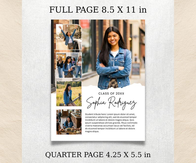 Yearbook Ad Canva Template | Full Page & Quarter Page Graduation ...