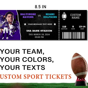 Sports Ticket Template, DIY Sporting Ticket, Custom Sports Ticket Gift ...