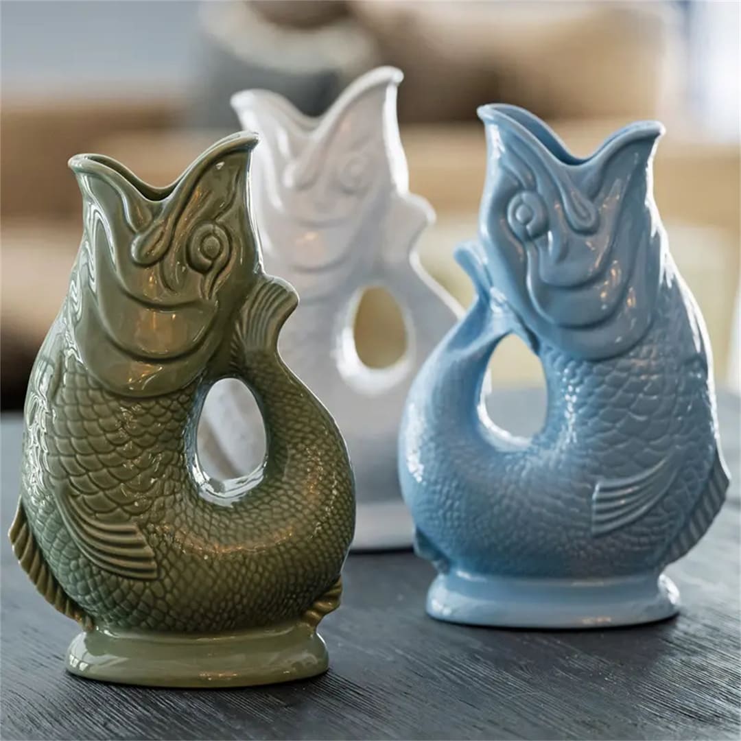 Vintage Ceramic Fish Gurgle Glug Jug Water Jug Vase - Etsy