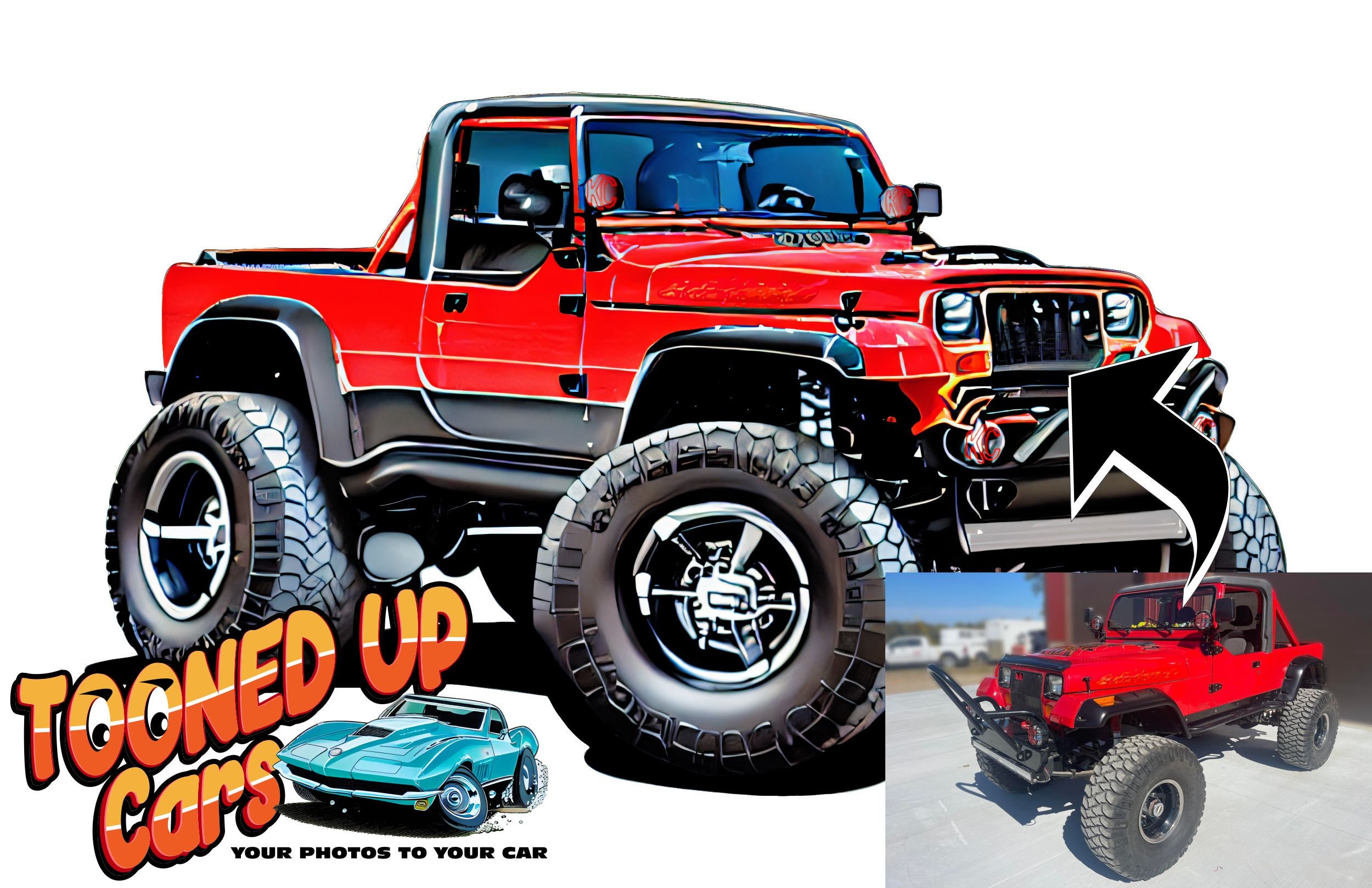 Custom Digital Car Cartoon Personalized Vehicle Caricature Unique Car ...