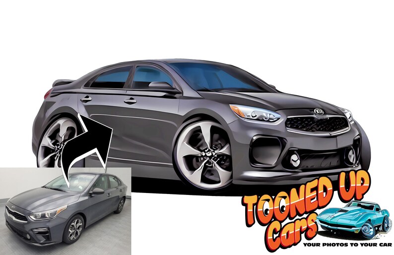 Custom Digital Car Cartoon - Personalized Vehicle Caricature - Unique ...