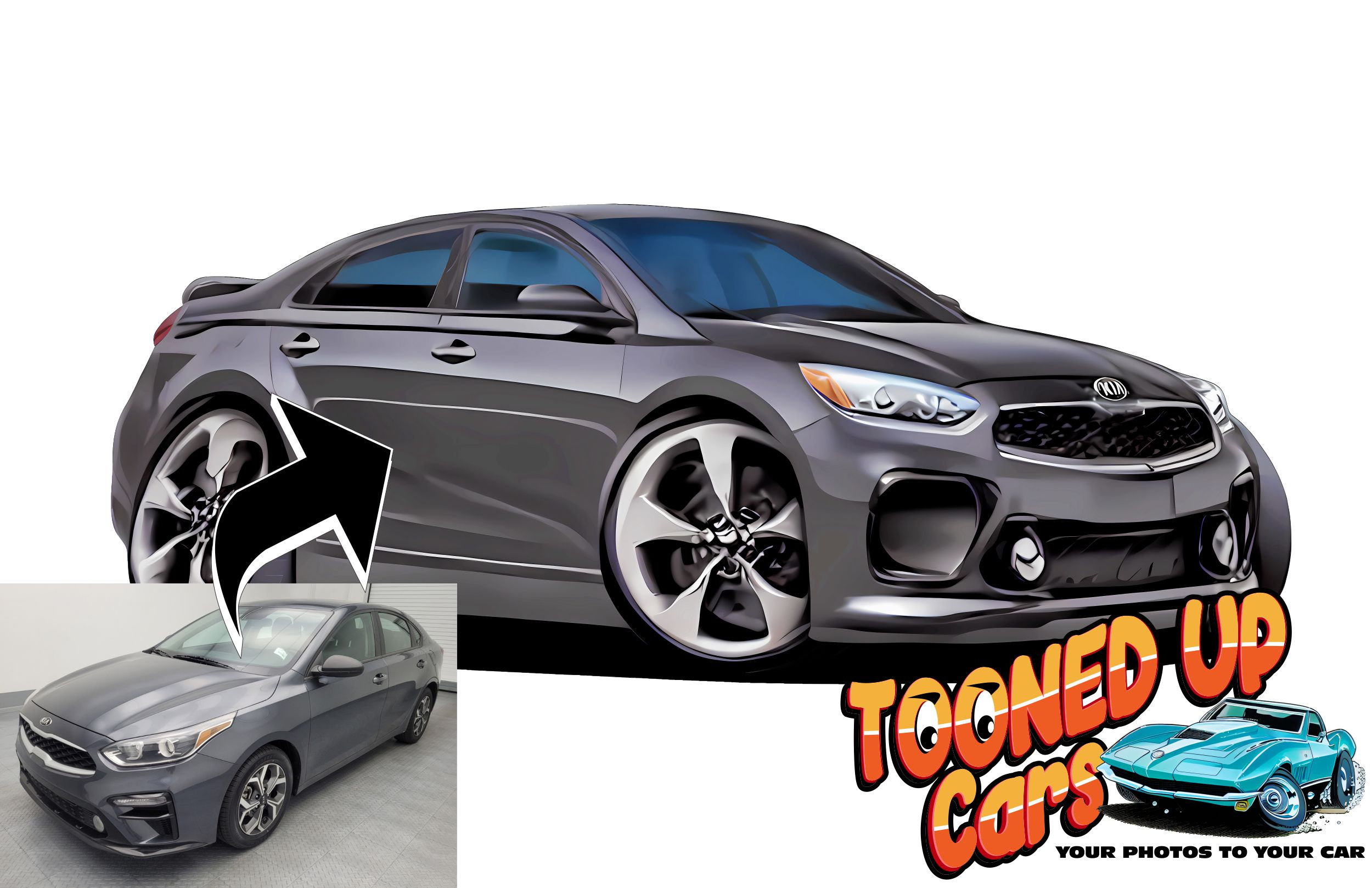 Custom Digital Car Cartoon - Personalized Vehicle Caricature - Unique ...