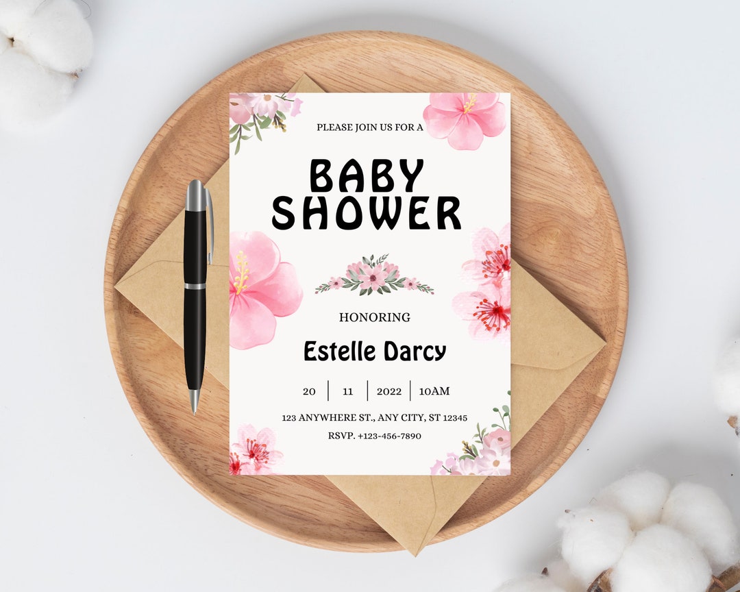 Editable Baby Shower Invitation Card, Printable Minimalist Baby ...