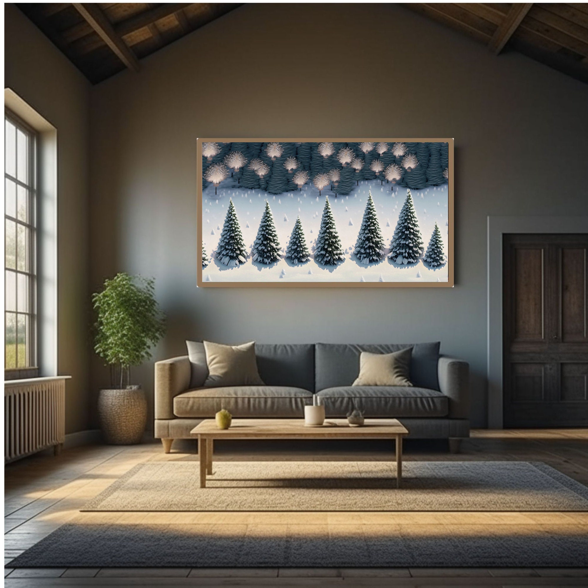 Vintage Christmas TV Frame Art, Farmhouse Decor, Farmhouse Christmas ...