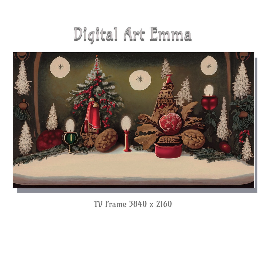 Vintage Christmas, Farmhouse Christmas, Vintage Christmas TV Frame Art ...