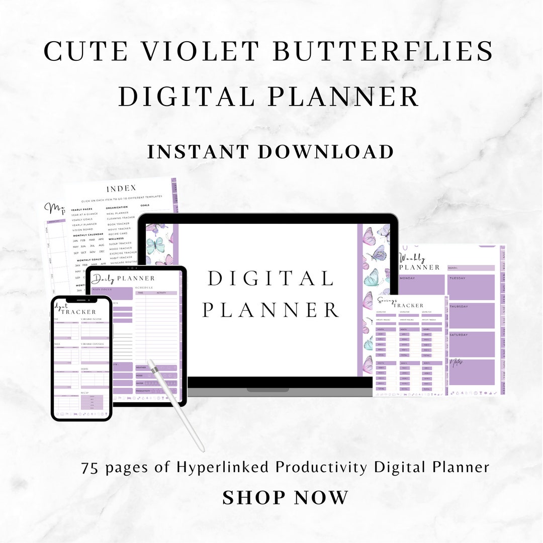 Violet Butterflies Digital Planner, Planners, Digitalplanner, Daily ...