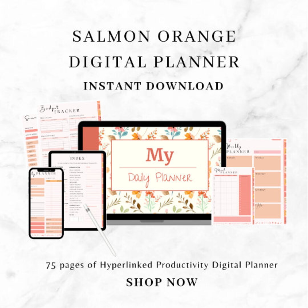 Salmon Orange Digital Planner, Digitalplanner, Instant Download ...