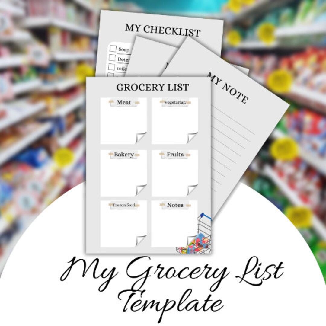 Grocery Checklist Paper Tape, Minimalist Grocery Organizer, Kitchen ...