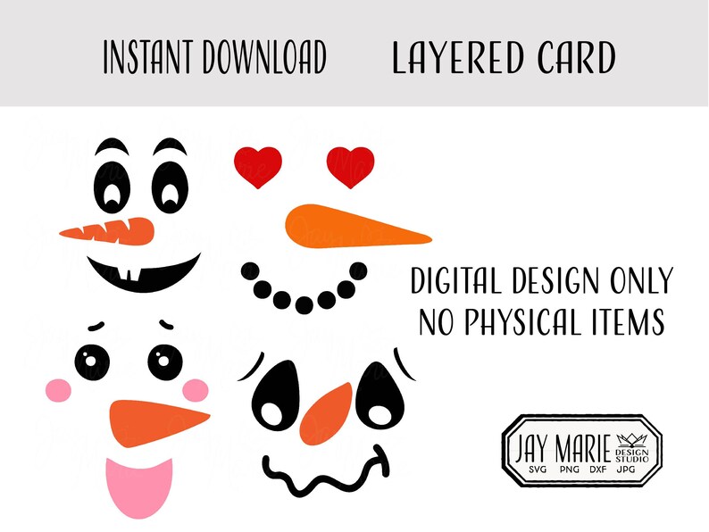 Snowman Faces Bundle, SVG Bundle, Snowman Family, Snowman Printable ...