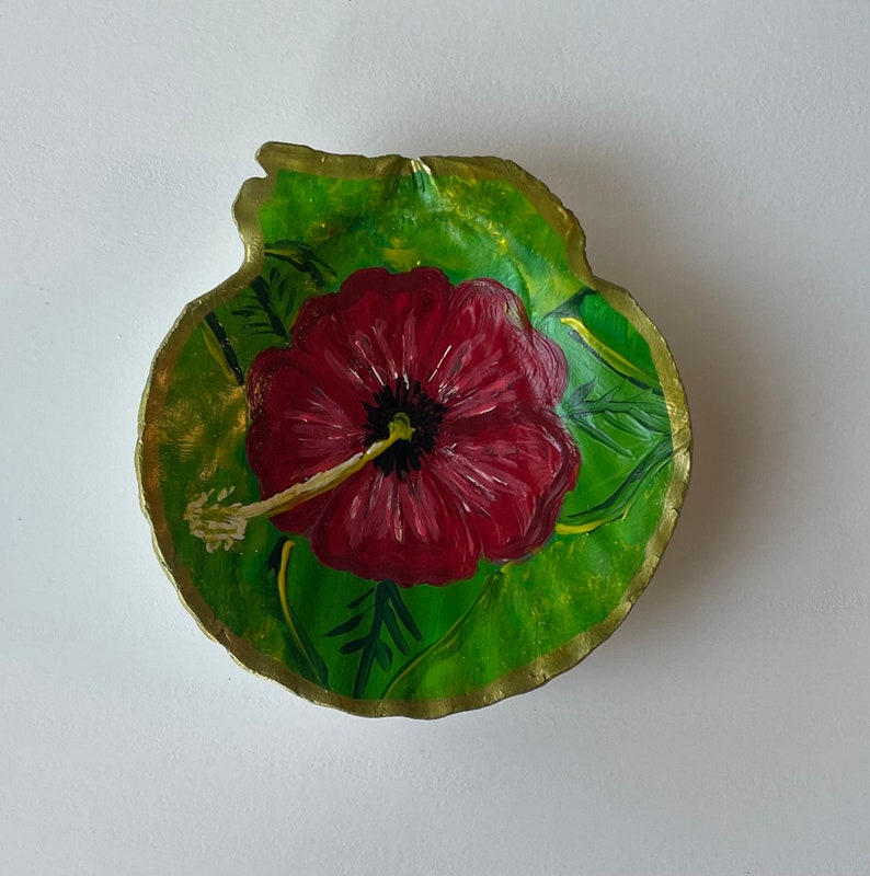 Red Hibiscus Jewelry Dish, Trinket Dish, Gift, & Coastal Decor - Etsy