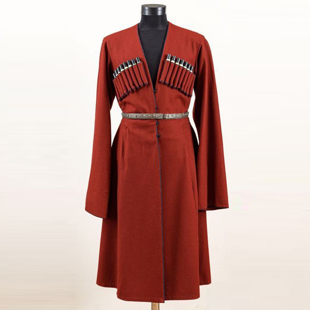New Red Cherkeska Dress, National Costume Georgian Chokha, Traditional ...