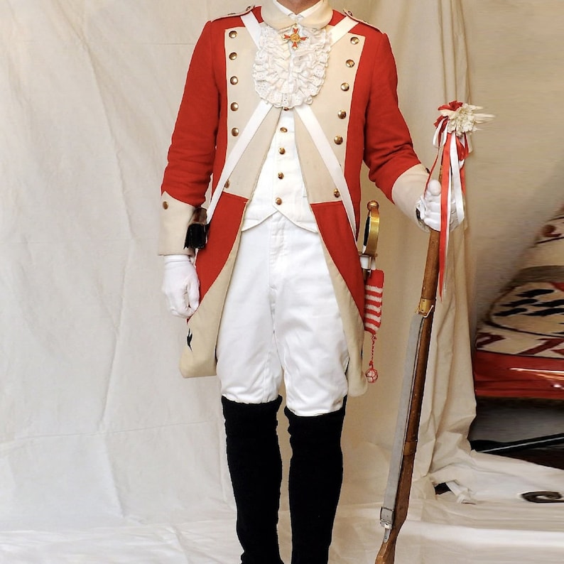 New Red British Revolution Uniform Red Frock Coat 18th Century off ...