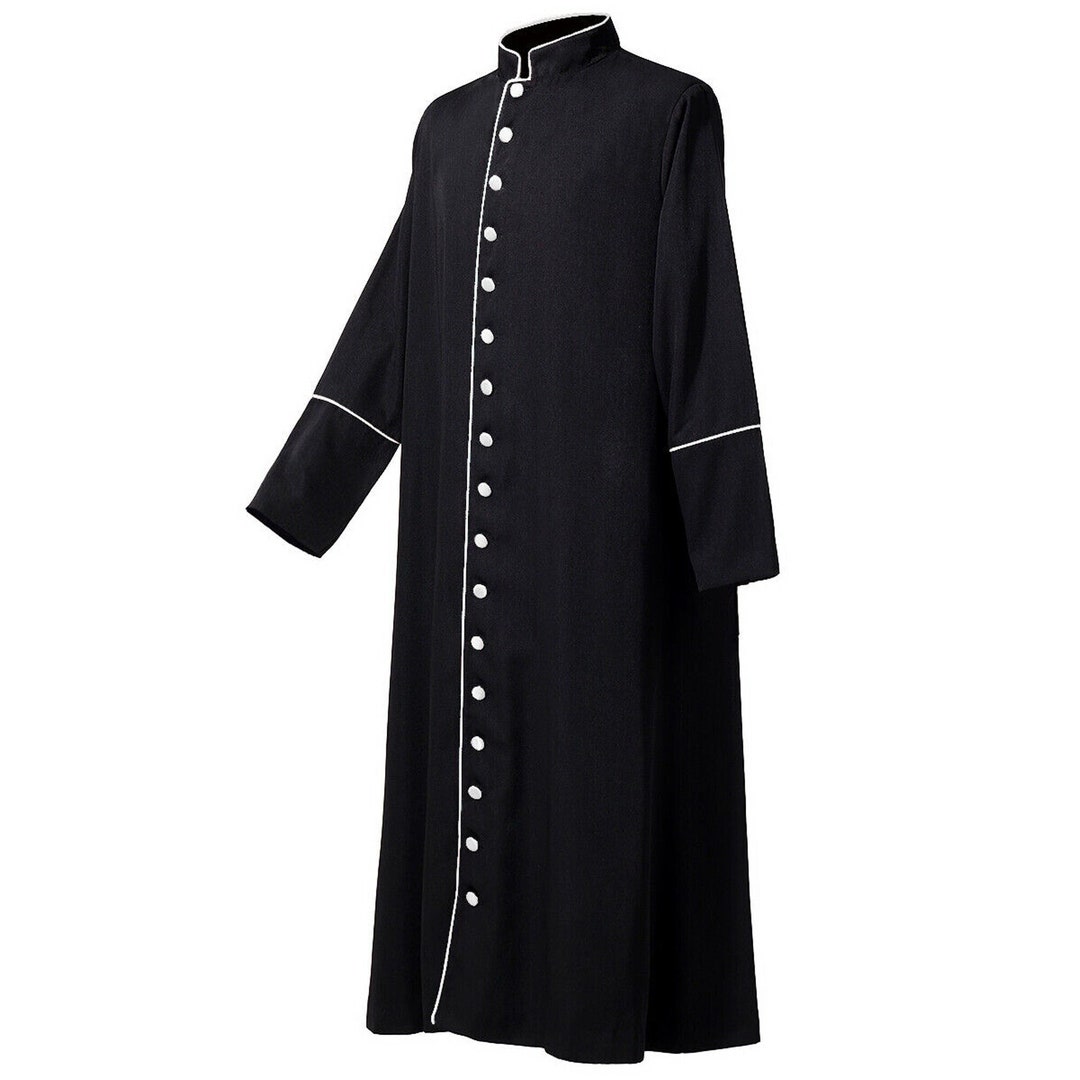 New Black Church Priest Attire Cassock Clergy Robe Priest Single ...