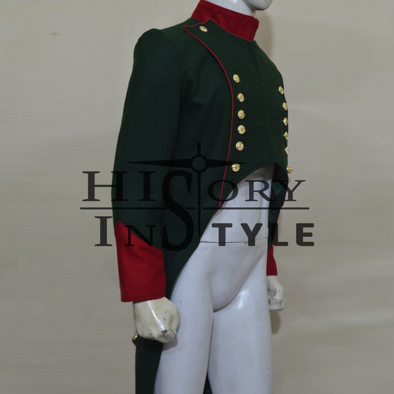 New Green Napoleon Bonaparte Military Infantry Style Tail Coat, British ...
