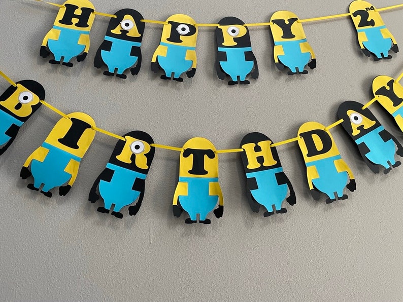 Minion Birthday Banner Despicable Me Birthday Banner - Etsy