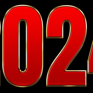 2024 Numerals in Red and Gold Numbers. Beautiful JPG and PNG - Etsy